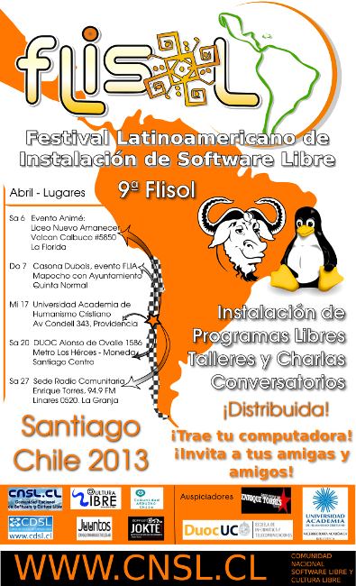 FLISOL Santiago 2013 "Distribuida" en varias sedes durante abril